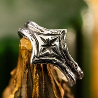 Thin Starburst Diamond Ring, Star Setting Celestial Ring, Gold Ring ...