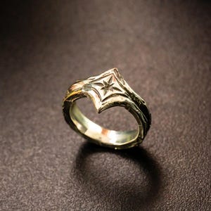 8 Pointed Star Ring-sterling Silver or 10K/14K Yellow Gold-realtas ...