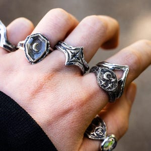 8 Pointed Star Ring-sterling Silver or 10K/14K Yellow Gold-realtas ...