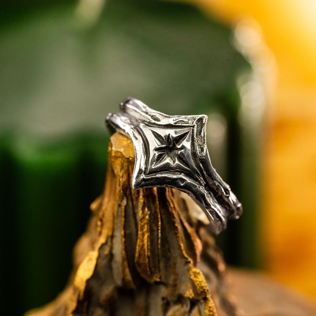 8 Pointed Star Ring-sterling Silver or 10K/14K Yellow Gold-realtas ...