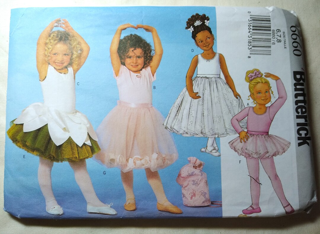 Girl's Dance Dress Sz 2-5 or 6-8 Leotard 5545 or 6660 Butterick Tutu ...