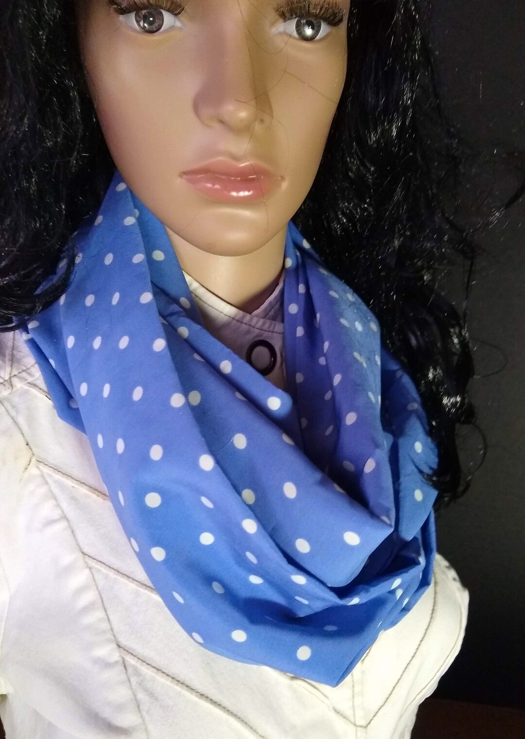 Periwinkle With White Dot Infinity Scarf Polyester Faille Loop Scarf ...