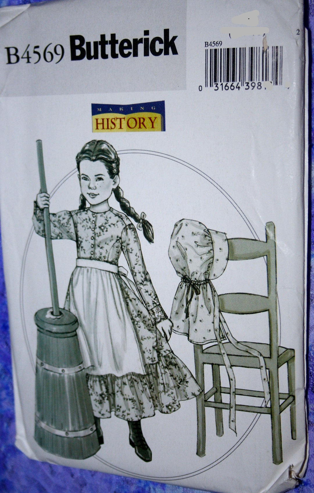 Pioneer Prairie Early Amer Costume #4569 Butterick Child Sz 4-6 or 7-10 ...