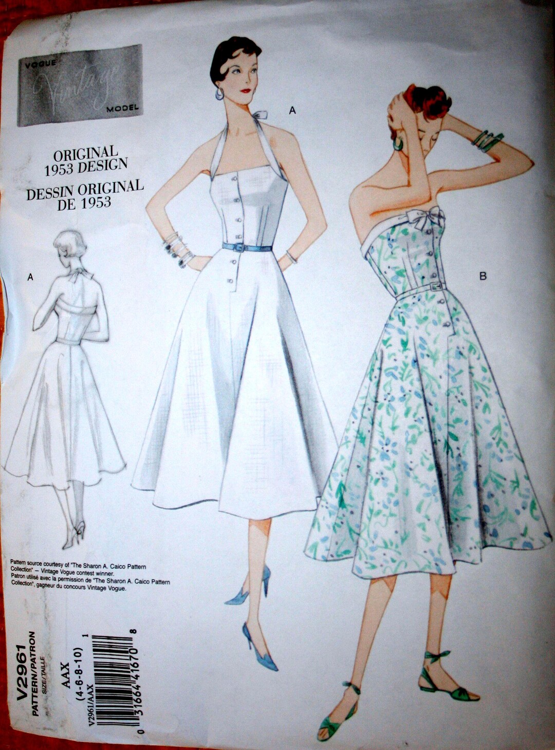 Easy Retro 1950s Dress Sz 4-10; #2961 Vogue Sewing Strapless or Straps ...