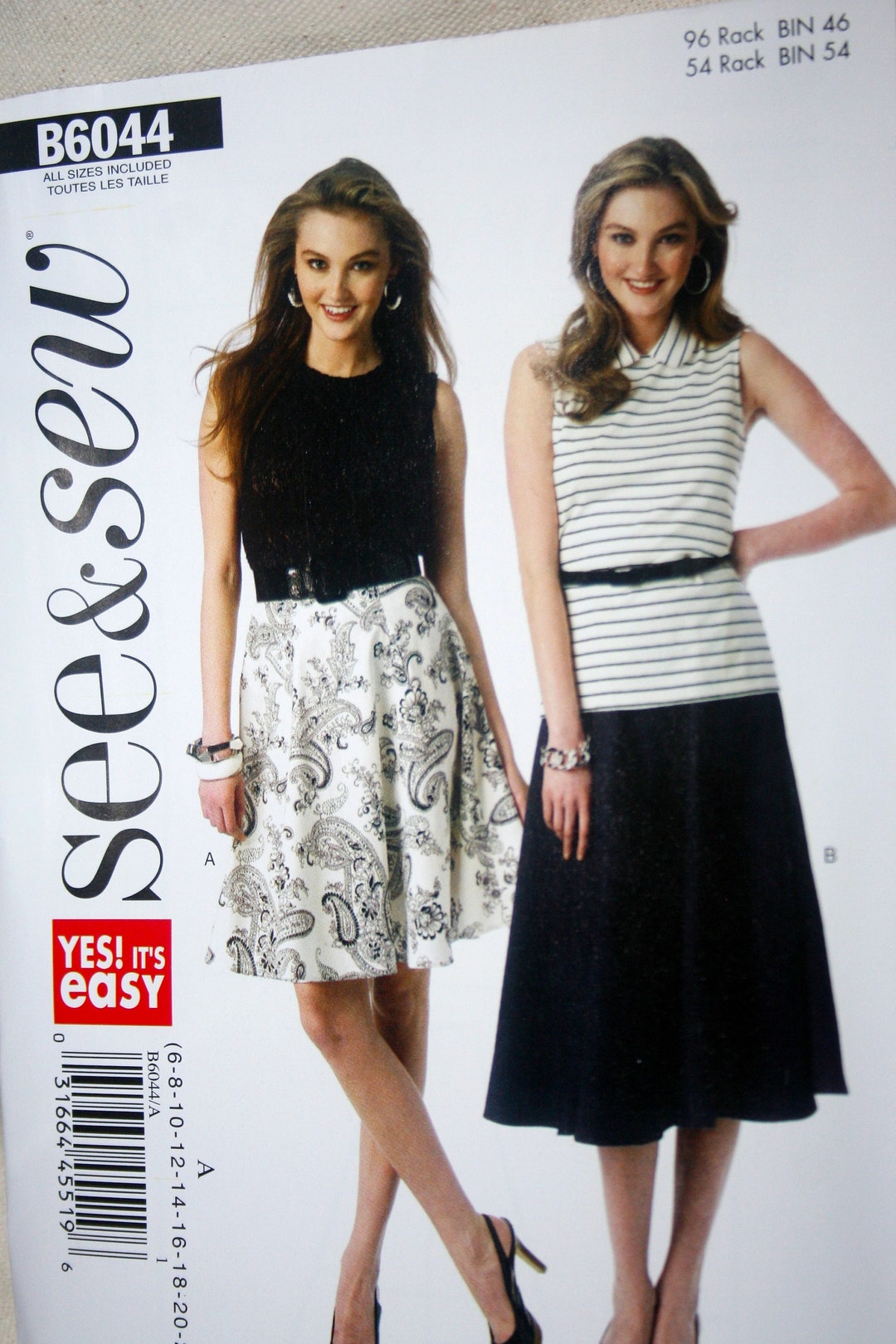 EASY Butterick Skirt Pattern, 6044, Sewing Pattern Sz 6-22, Side Zip ...