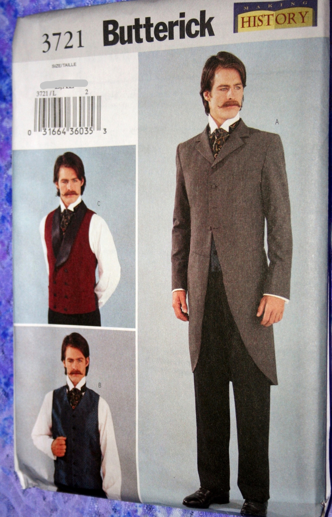 Vintage Men's Costume Historical Jacket & Vest Pattern 3721 Butterick ...