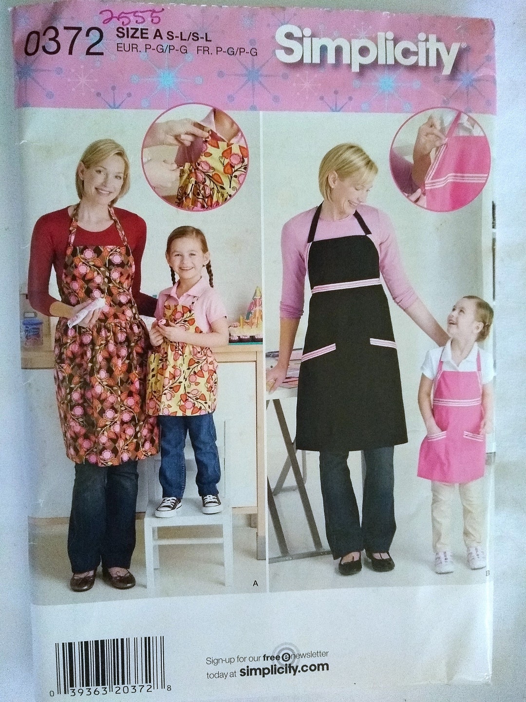 Apron Pattern Mother-daughter Simplicity 2555 S0372 Adult Child Aprons ...
