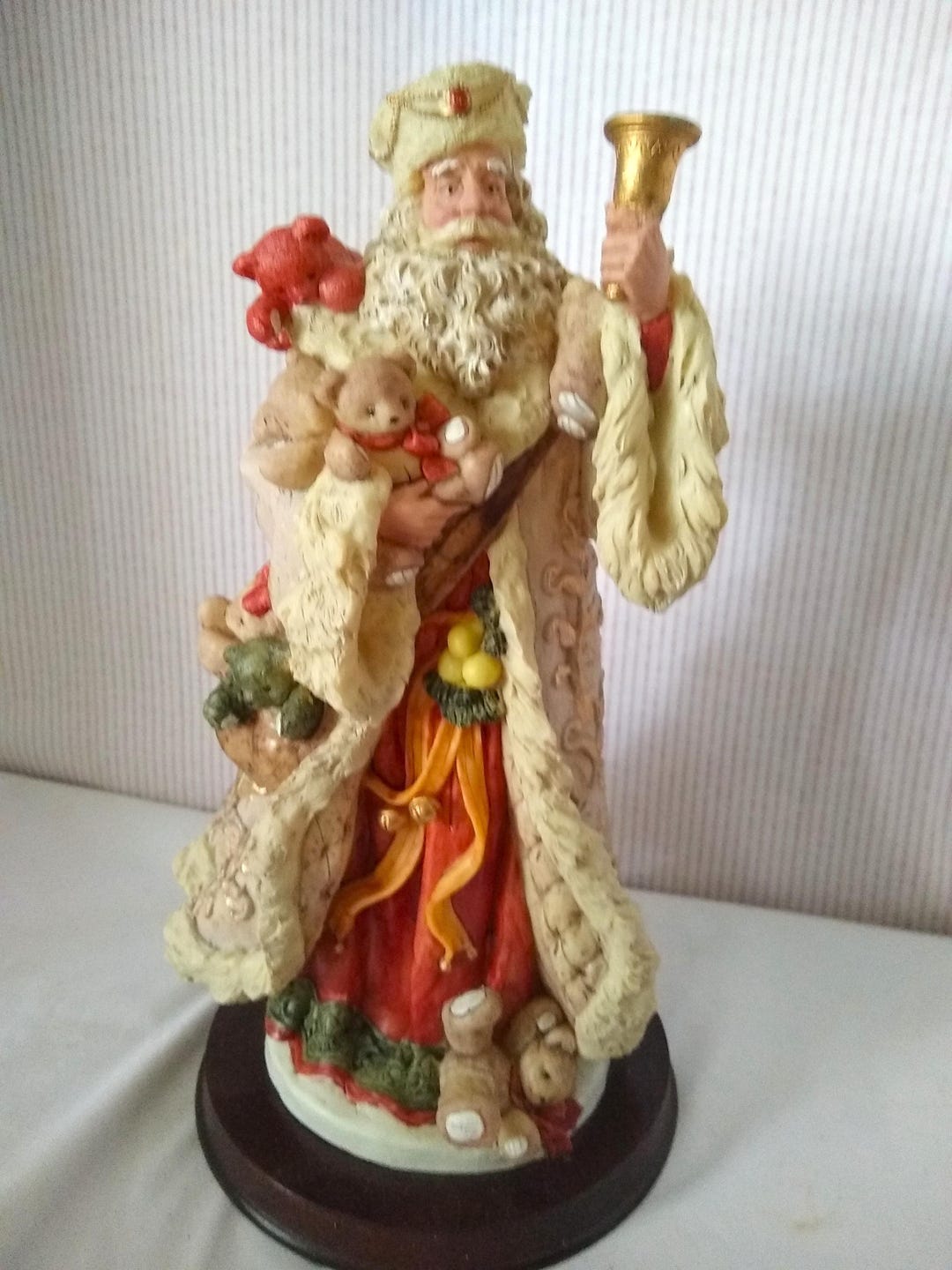 Large Vintage Old World Santa in Box St Nicholas Ivory Coat and Hat ...