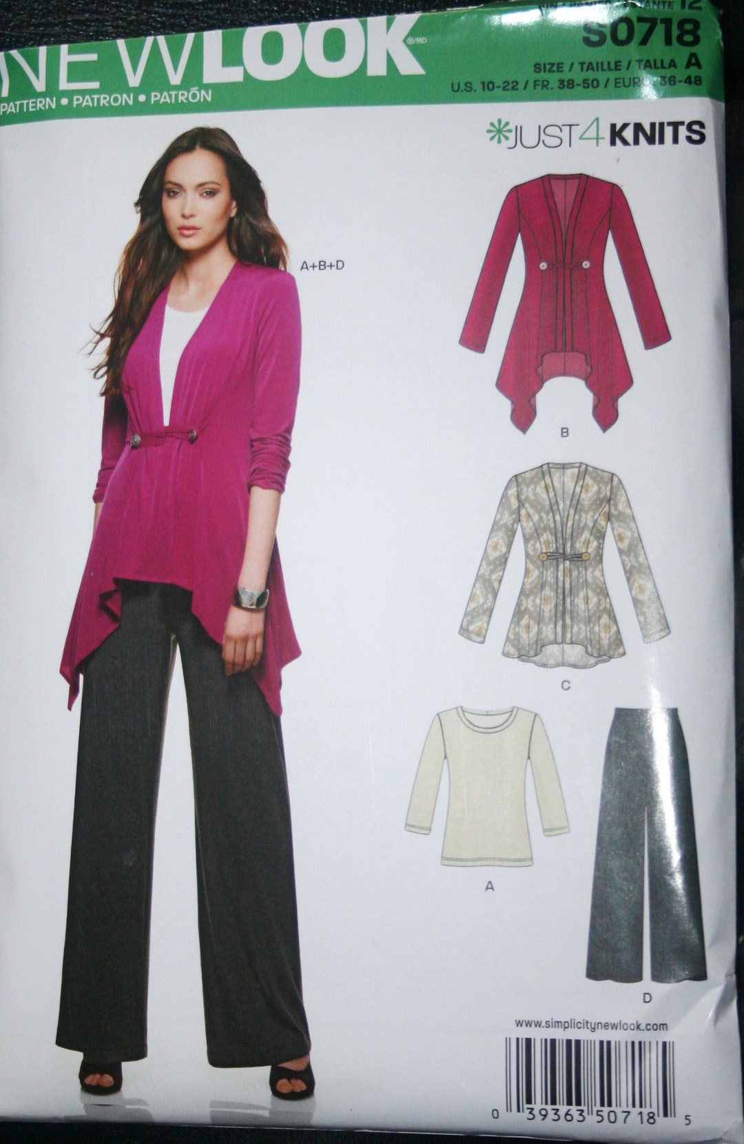 Separates Wardrobe New Look #6330 Sz 10-22 Knit Jacket Top 3/4 Sleeve ...