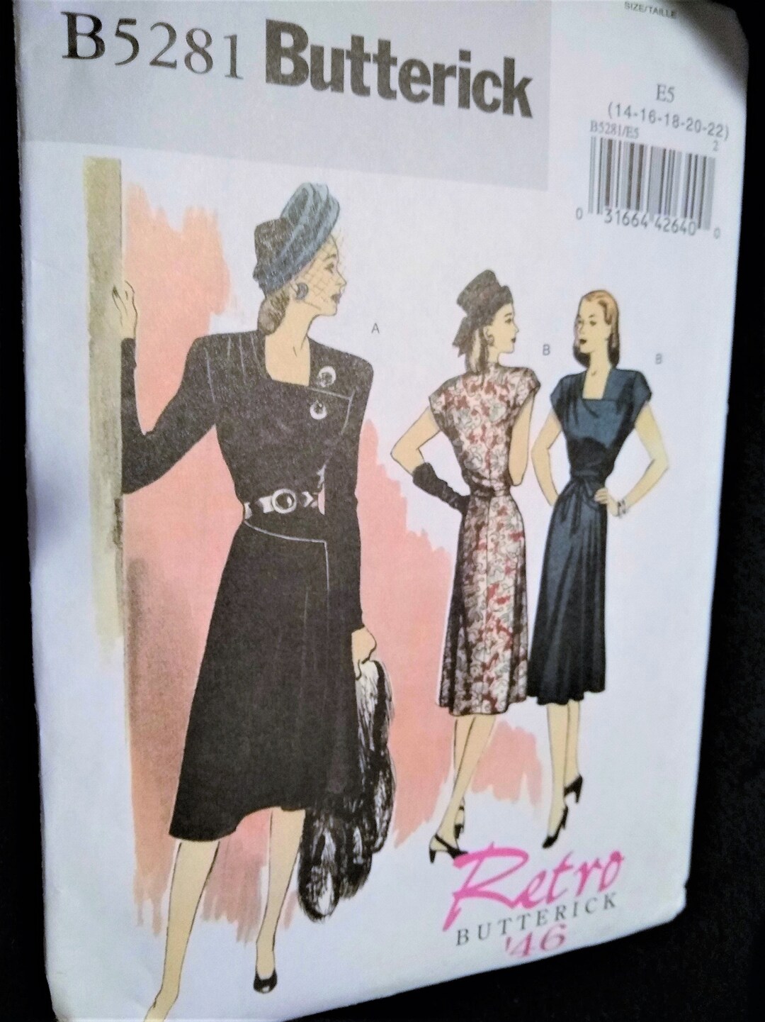 Retro Ca 1940s Sz 6-12 or 14-22, Butterick 5281 Dress Sewing Pattern ...