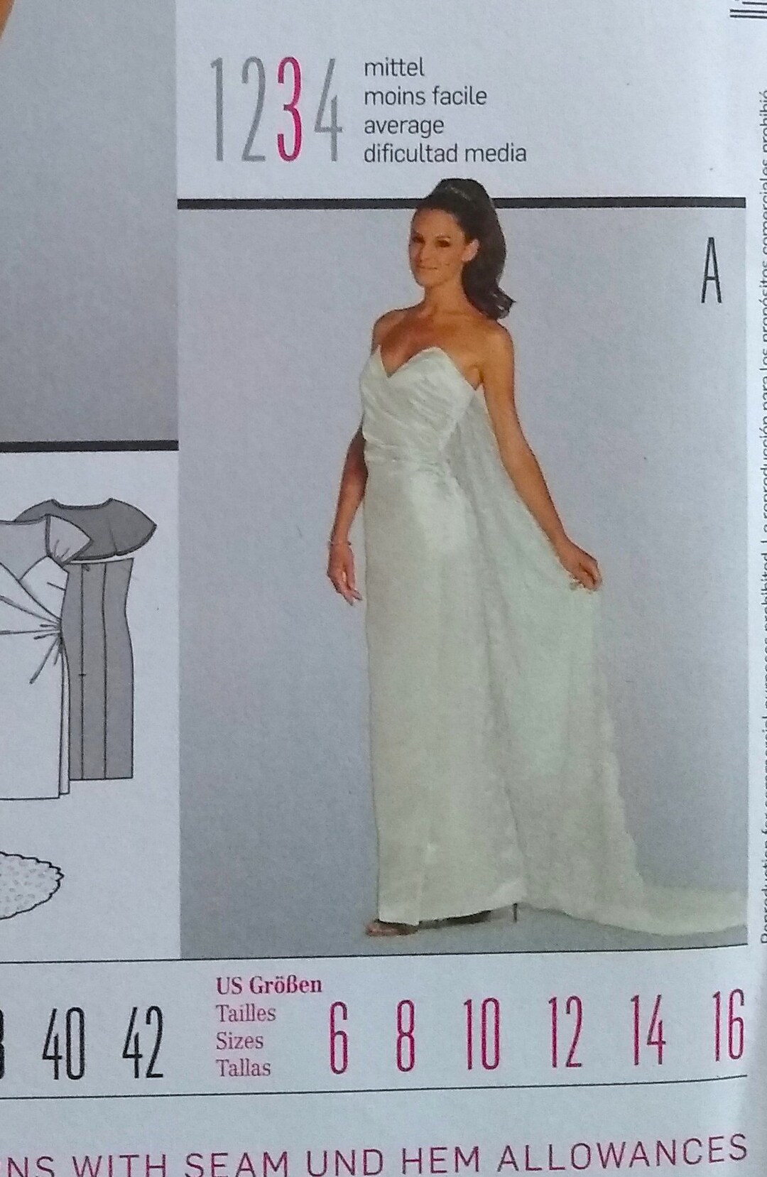 Formal/ Fancy Dress Burda #7403 Sewing Pattern, Sz 6-16 Wedding Bridal ...