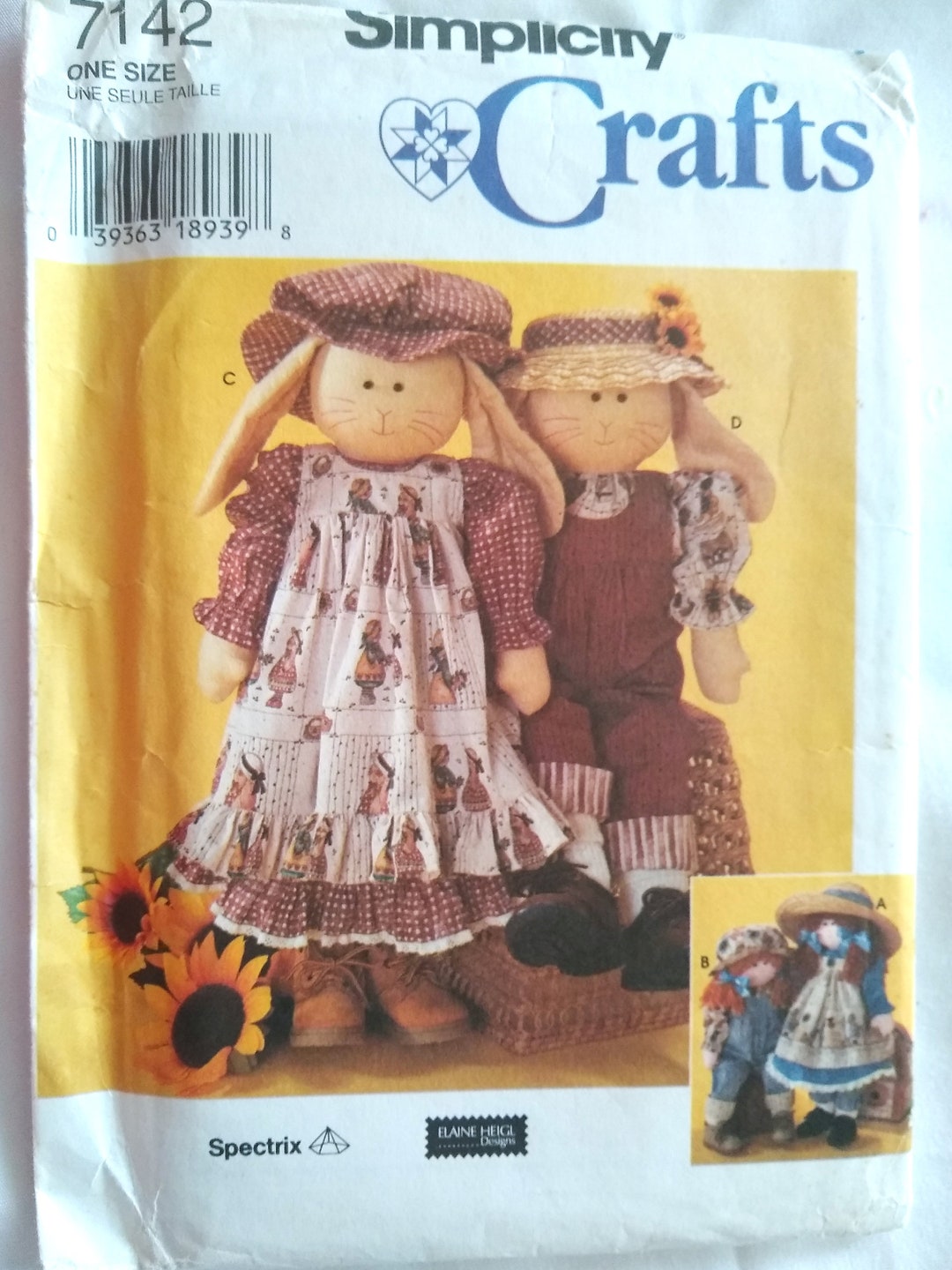 Stuffed Rag Doll and Bunnies Pattern #7142 Butterick Sewing Pattern 24 ...