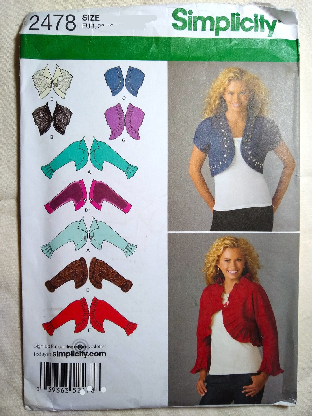 Shrug Jacket Vest Pattern, Sz 16-24, 2478 Simplicity Sewing Pattern ...