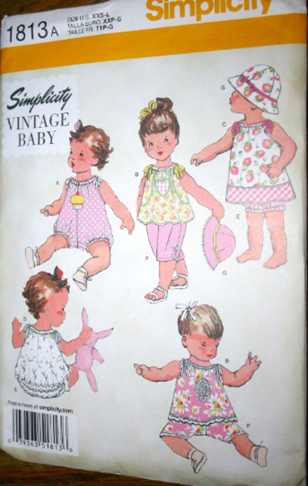 Vintage Baby Ensemble Reissue 1813 Simplicity Sewing Pattern Sz XXS-L ...