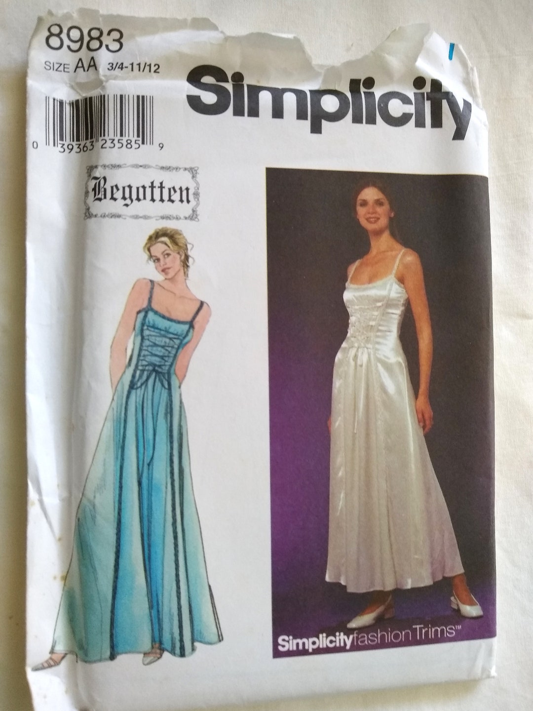 Bridal Dress Begotten Simplicity Pattern 8983 Junior Size 3/4-11/12 Fit ...