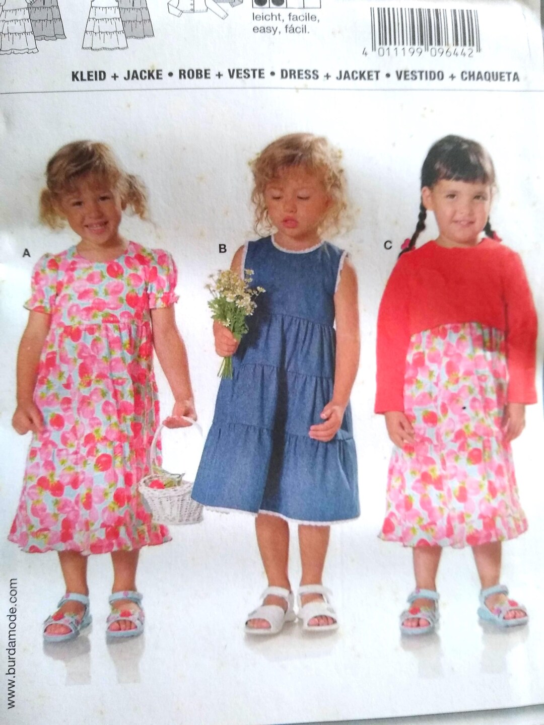 Little Girl Dresses Burda Pattern, #9644, Sz 2-5, Sewing Pattern ...
