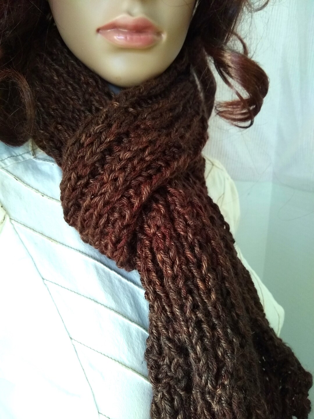 Neck Warmer Rectangular Scarf dark Chocolate Scarf Soft Warm Scarf ...