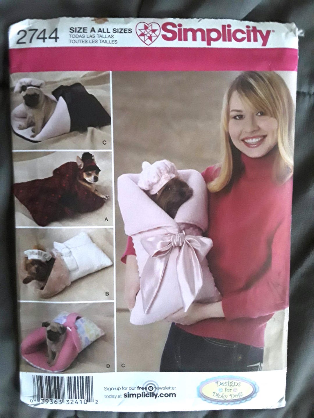 Small Dog Carrier or Bed & Hat #2744 Simplicity Pattern Pet Accessories ...
