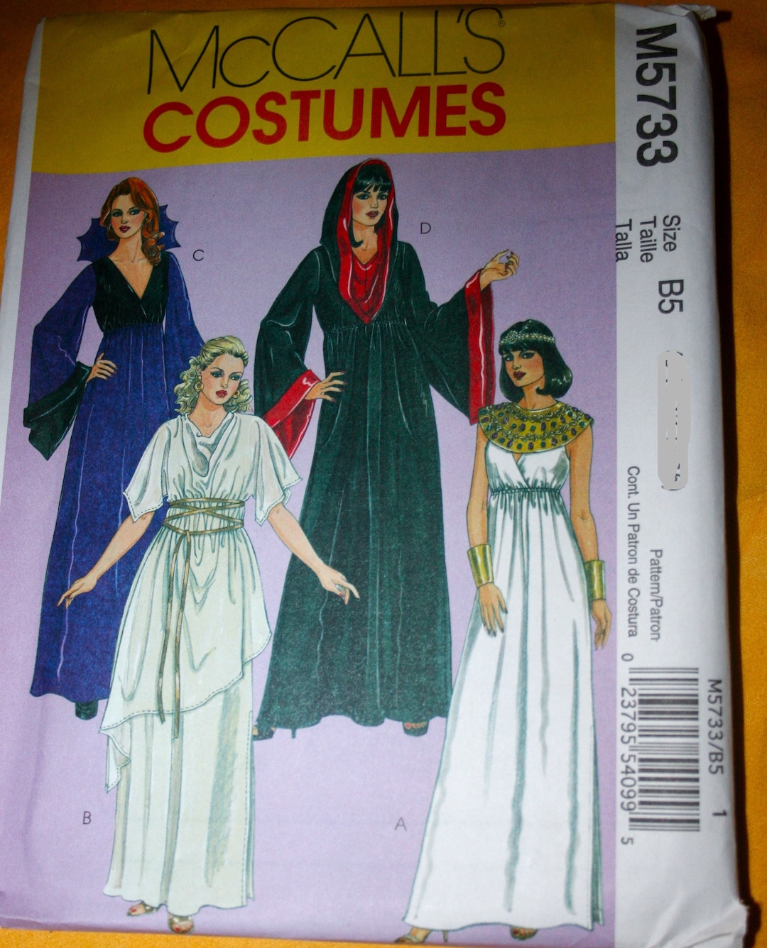 Women's Costume Pattern Sz 8-16 or 18W-24W #5733 Mccalls Greek Goddess ...
