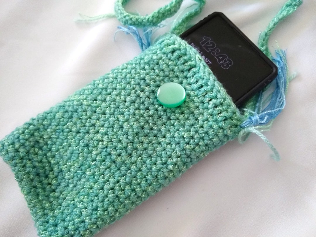 Bamboo Crochet Phone Eyeglass Sleeve/ Case, Mint/ Jade Green Bamboo ...