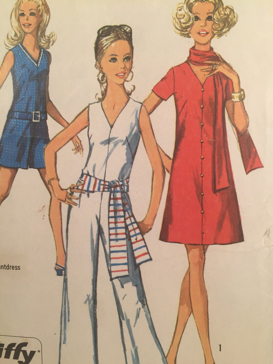 70s Pant Dress, Simplicity 8847, Sewing Pattern, Jiffy Simple to Sew ...
