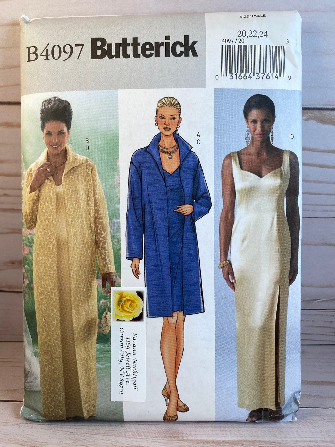 Misses Long Evening Dress, Duster, Butterick 4097, Sewing Pattern ...