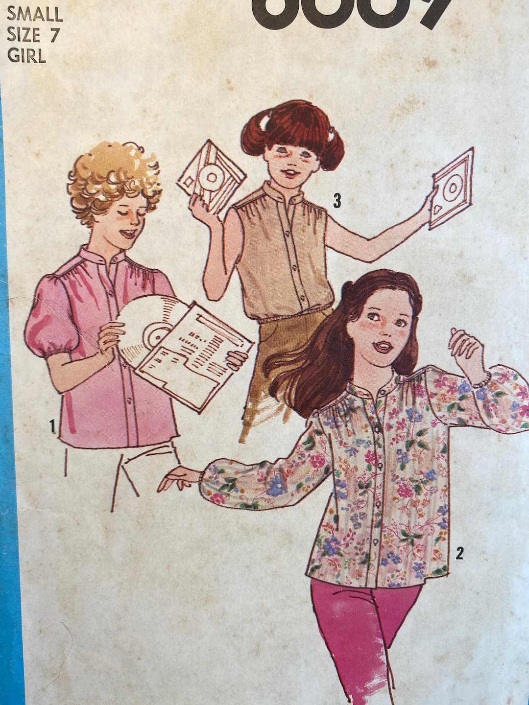 70s Girl's Blouse, Simplicity 8669, Sewing Pattern, Top Stitched Blouse ...