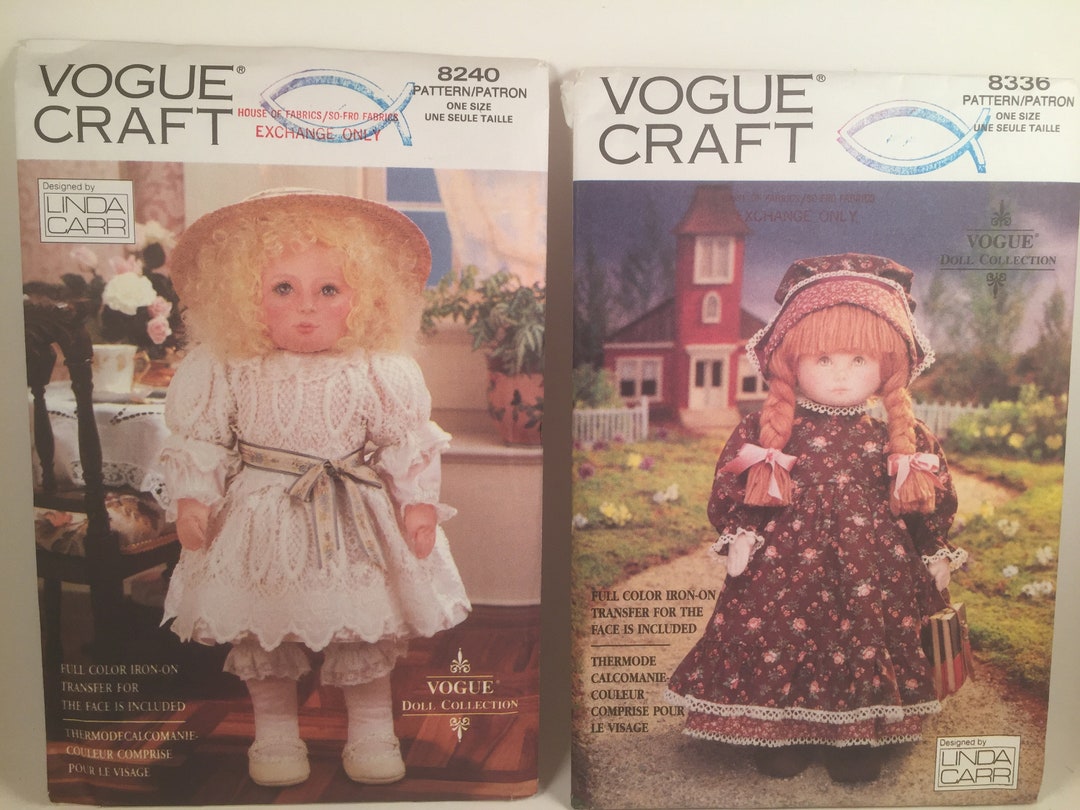 90s 18 Inch Stuffed Doll, Vogue 8336 8240 Craft Sewing Pattern ...