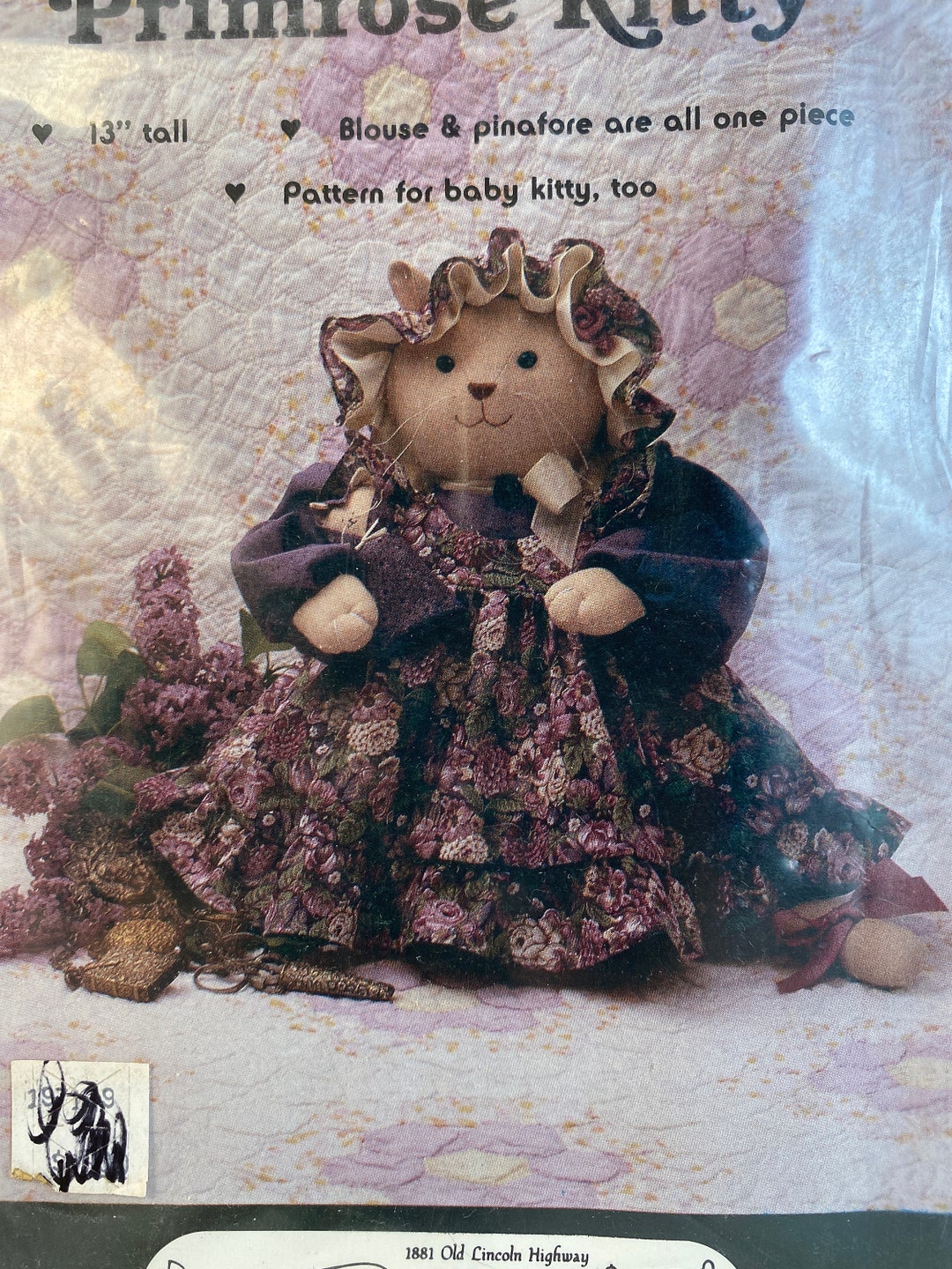 Stuffed Soft Sculptured Primrose Kitty, Gooseberry Hill Country Craft ...
