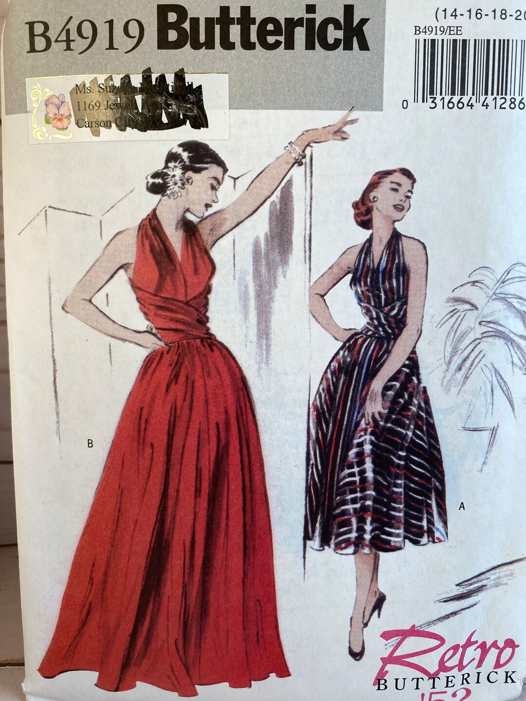 Retro 1952, Dress, or Evening Gown, Reprint, Butterick 4919, Sewing ...