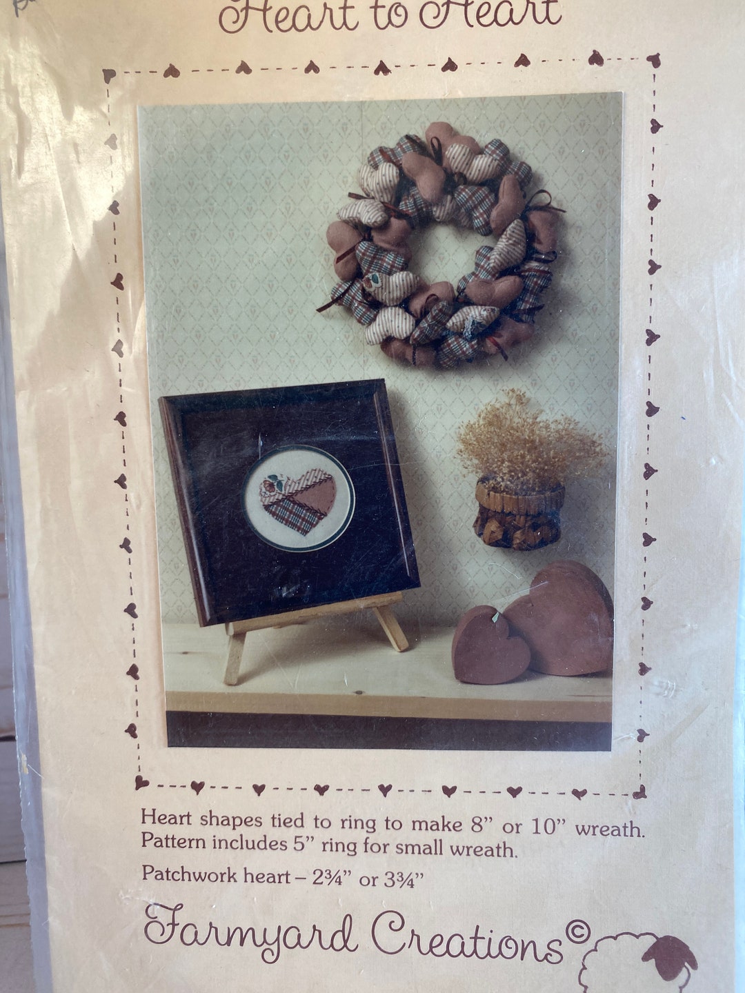 Heart Wreath, Heart to Heart, Farmyard Creations, Patchwork Heart Wall Art, - Etsy