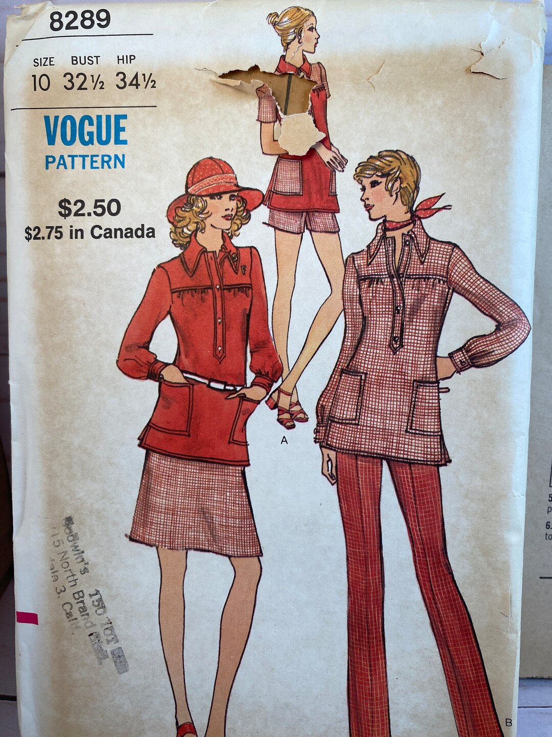 60s Vogue Sewing Pattern 8289: Misses Top, Pants, Skirt & Shorts - Etsy