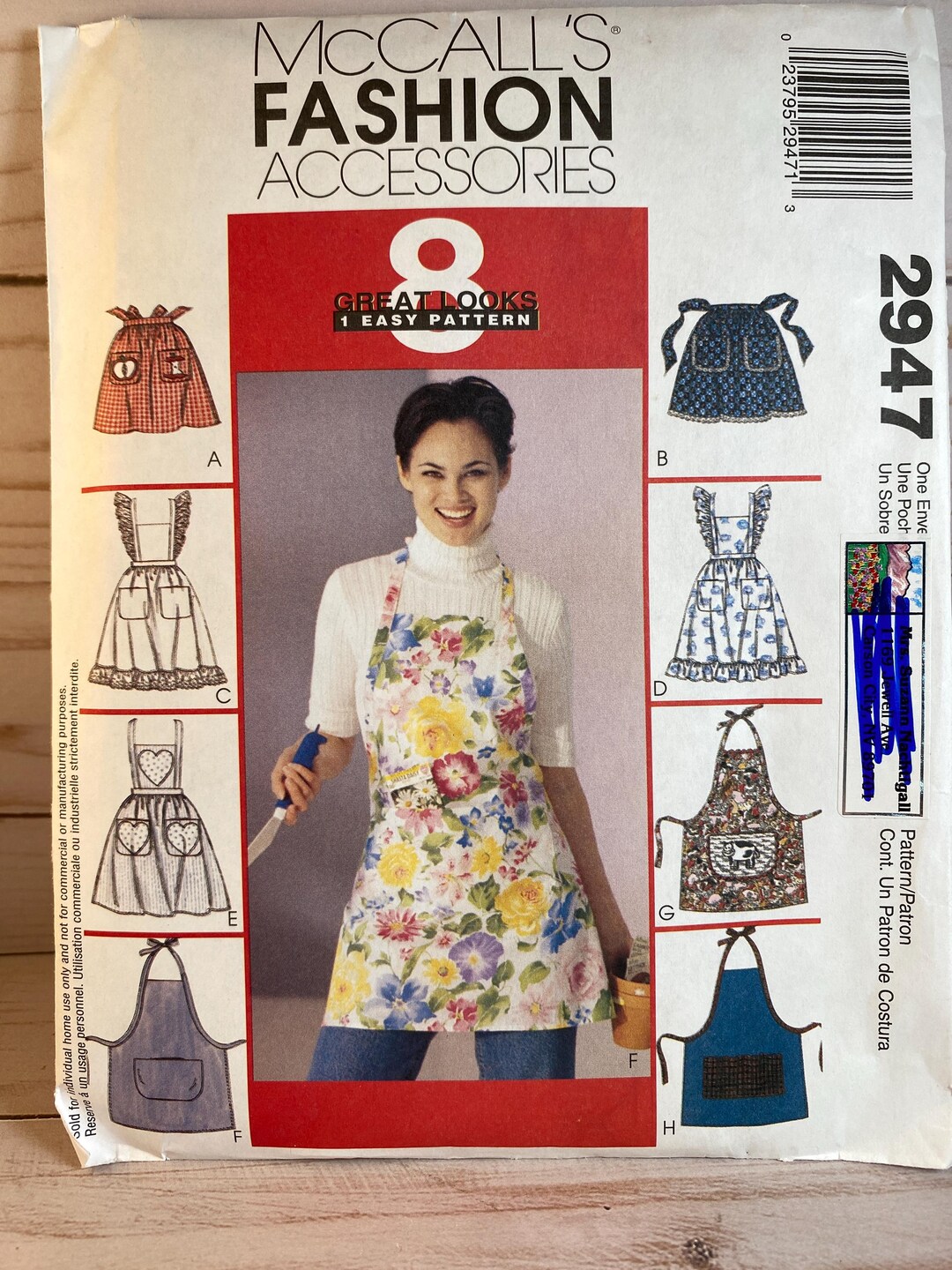 Misses Apron, Mccall's 2947, Fashion Accessories,sewing Pattern, Bib ...