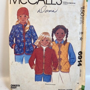 70s Girl's Jacket, Mccall's 6914, Sewing Pattern, Vest, Fleece Jacket ...
