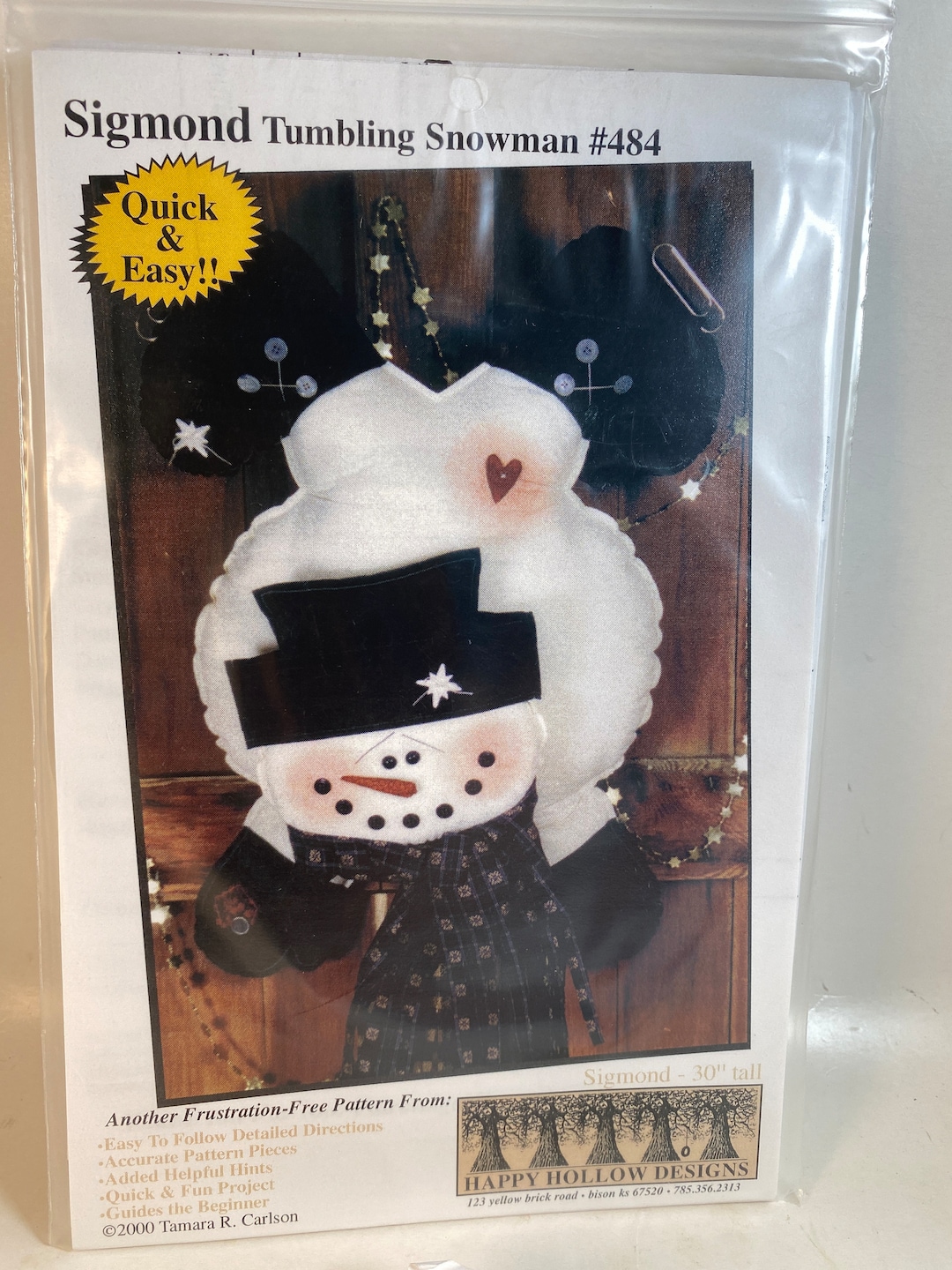 30 Inch Tall Sigmond Tumbling Snowman 484, Sewing Pattern, Soft ...