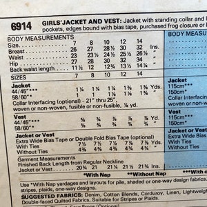 70s Girl's Jacket, Mccall's 6914, Sewing Pattern, Vest, Fleece Jacket ...