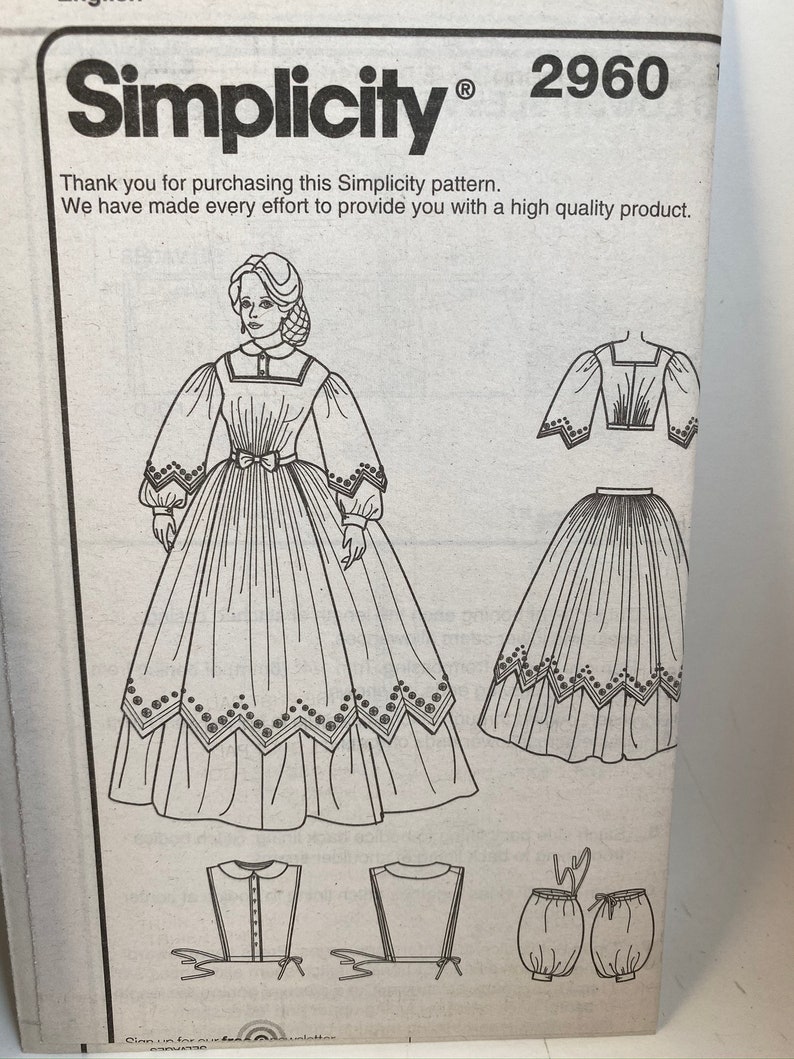 Historic Civil War Dress Costume Simplicity 2960 Sewing | Etsy