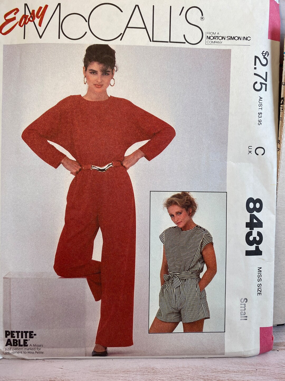 60s Jumpsuit, Mccall's 8431, Sewing Pattern, Long One Piece Jumpsuit ...