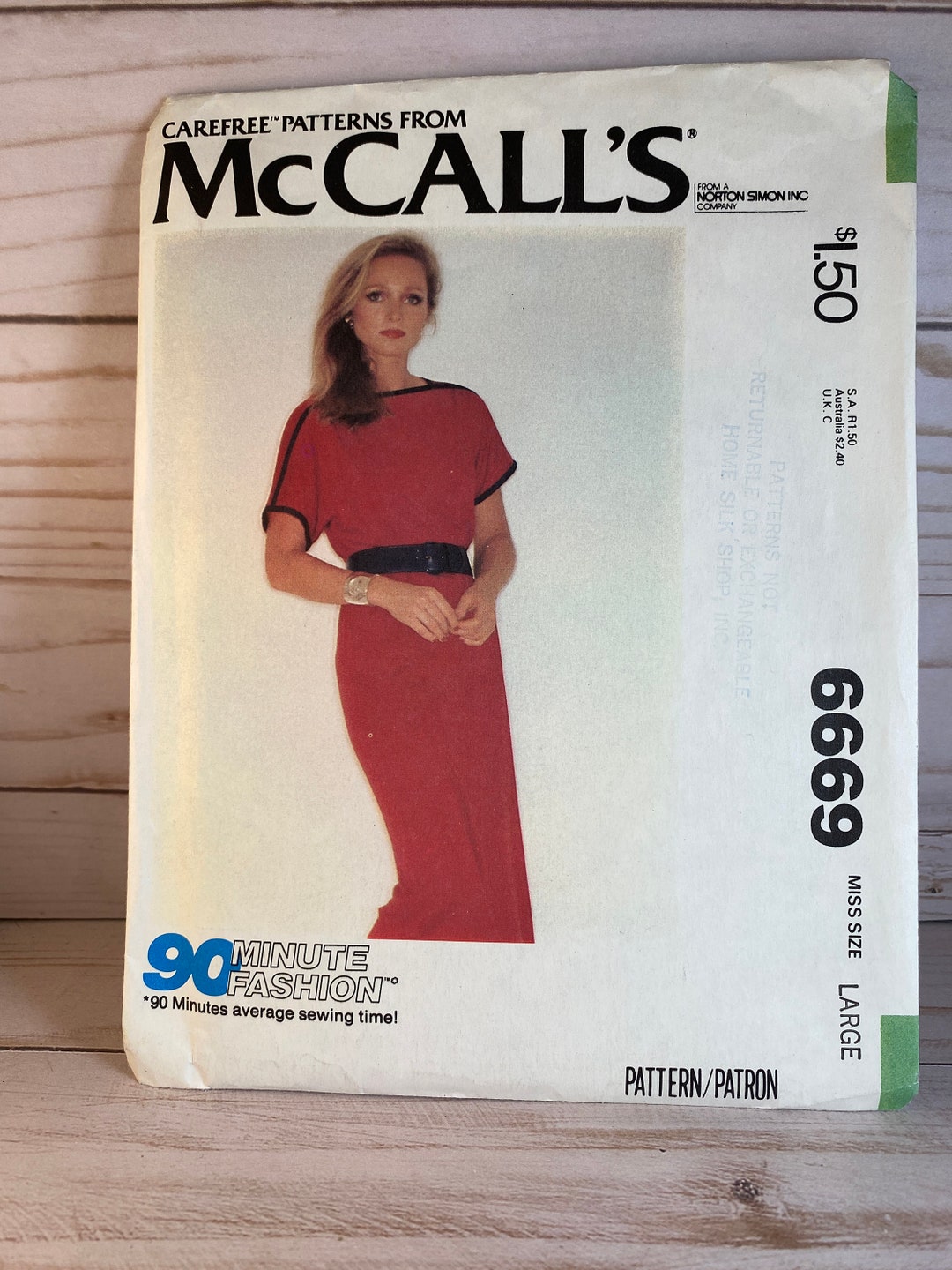70s Pullover Dress, Mccall's 6669, Sewing Pattern, 90 Minute Sewing ...