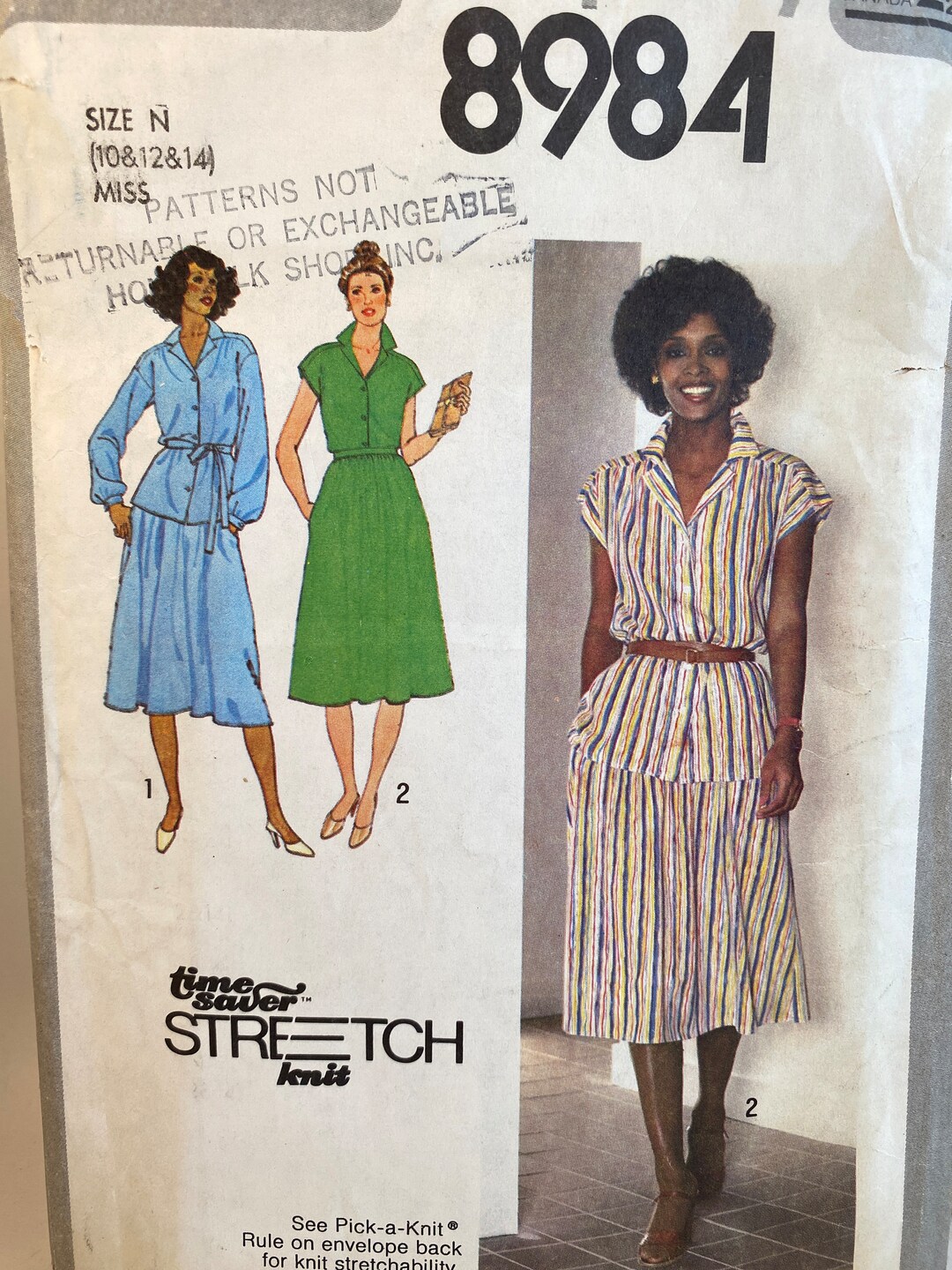 80s Misses Two Piece Dress With Belt, Simplicity 8984, Sewing Pattern ...