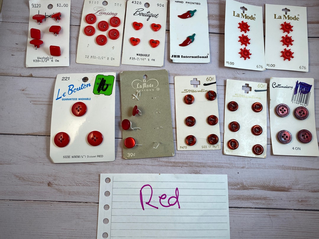 Red Half Inch Sew on 4 Hole Buttons, Red Button Cards, JHB ...