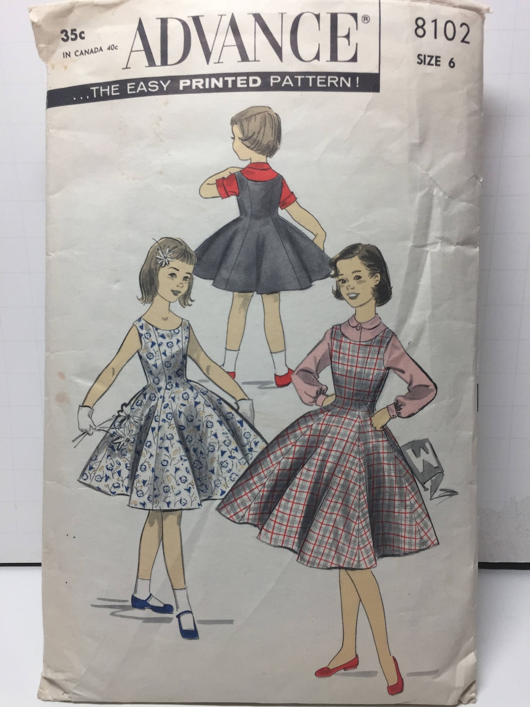 1950s Girls Dress Sewing Pattern: Advance 8102, Size 6 - Etsy