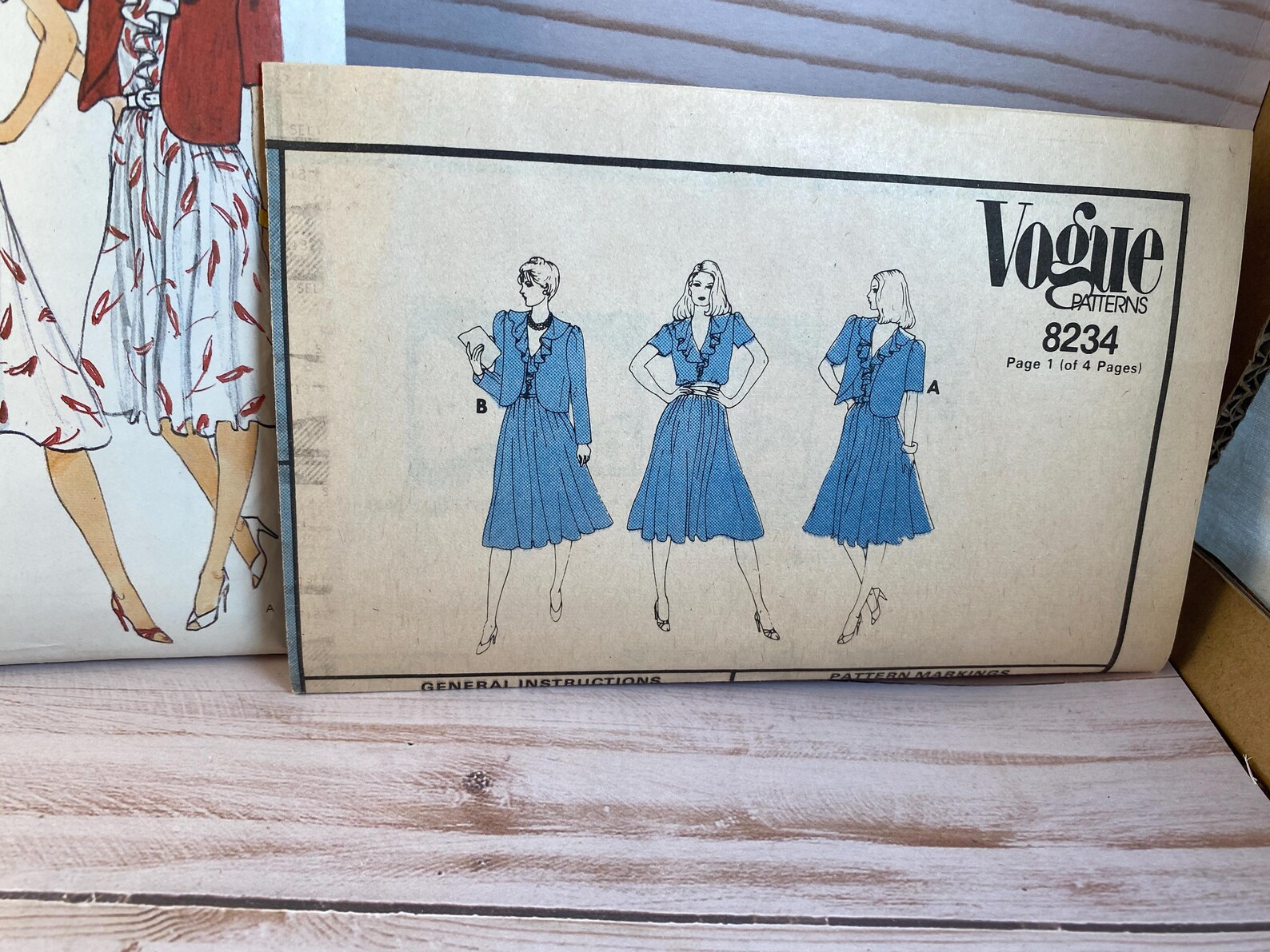 Vogue 8234 Sewing Pattern: 80s Dress and Jacket, Size 10 - Etsy