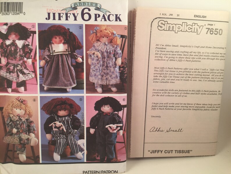 Simplicity 7650 Doll Sewing Pattern: 22 Inch Doll & Clothes - Etsy