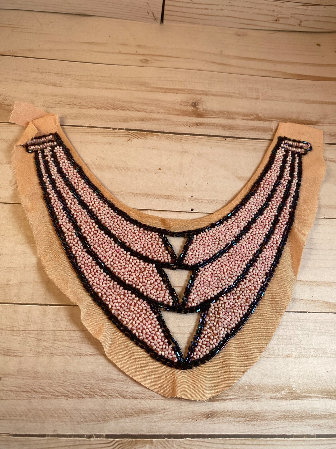 Pink Seed Beaded Neck Line Trim, Hand Made Neck Trim for Dress Making ...