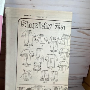 90s Simplicity 7651, Sewing Pattern, Clothes for Purchased 12 in or ...