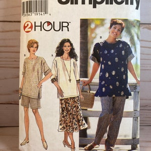 90s Misses Tunic Top, Skirt, Long Pants, Shorts, Simplicity 7221 ...