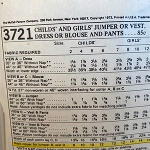 70s Girls Jumper, Mccall's 3721, Sewing Pattern, Vest, Dress, Blouse ...