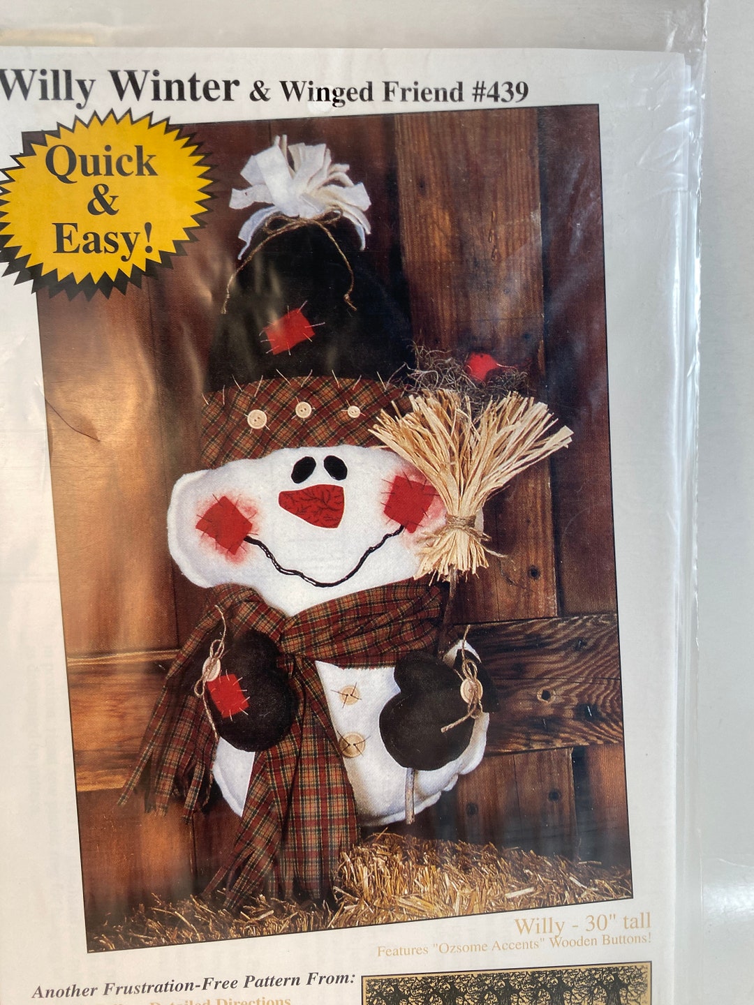 30 Inch Stuffed Willy Winter Winged Friend Doll 439, Sewing Pattern ...