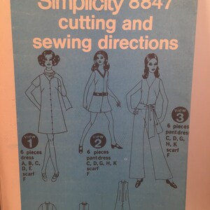 70s Pant Dress, Simplicity 8847, Sewing Pattern, Jiffy Simple to Sew ...